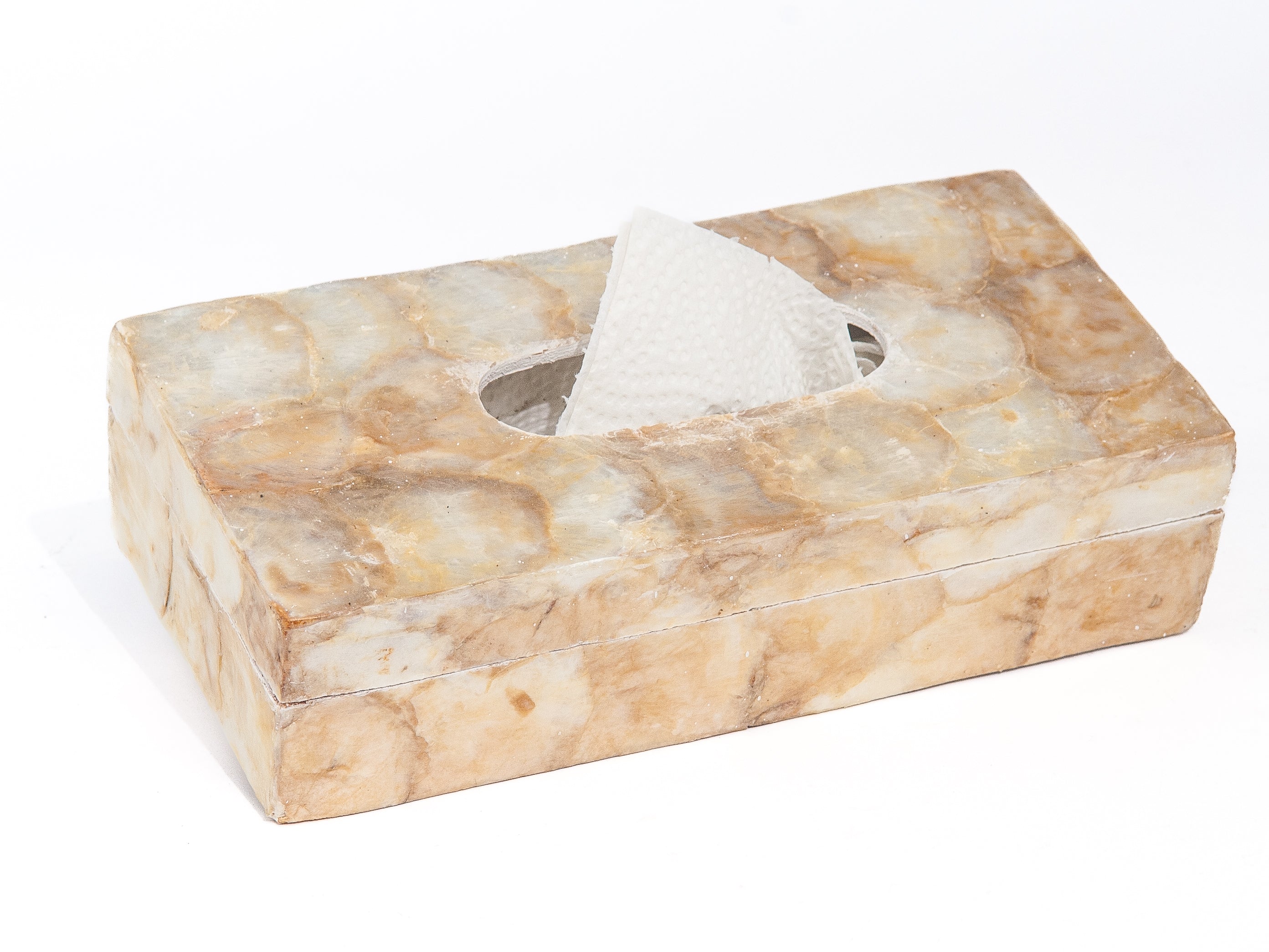 Parelmoer schelpen tissue doos goud – Bali Styling & Ibiza Living